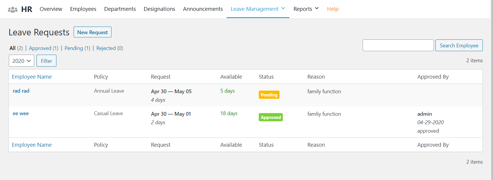 Creating Leave Requests