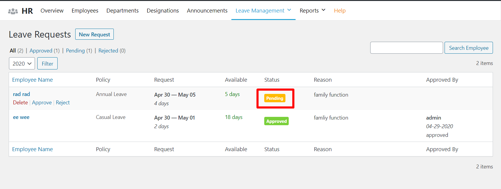 Creating Leave Requests