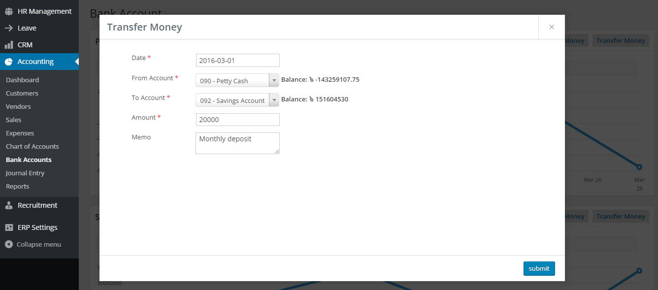 Transferring between accounts