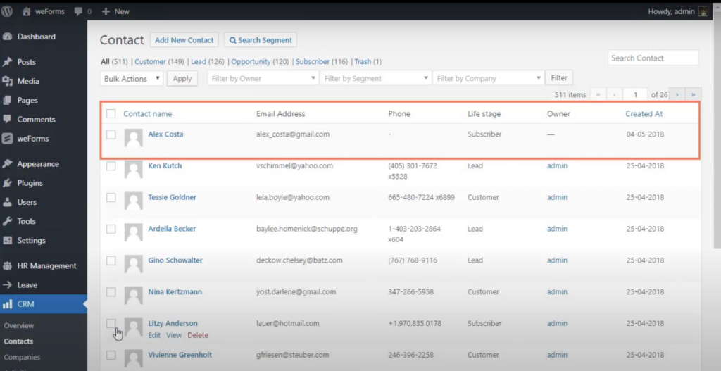 weForms & WP ERP Integration