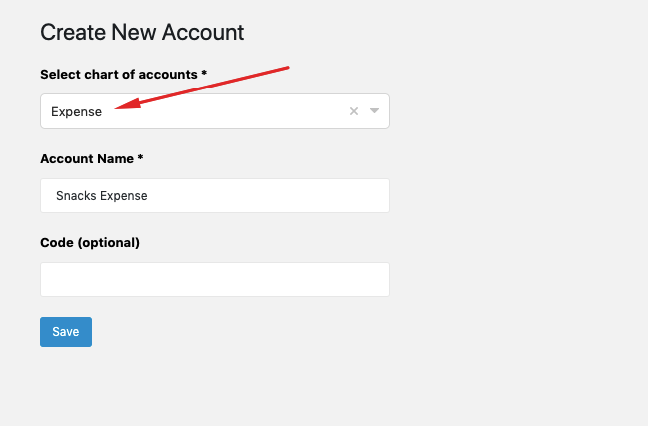 Creating a New Account in the Chart of accounts