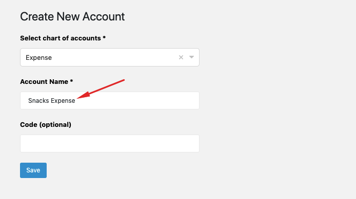 Creating a New Account in the Chart of accounts