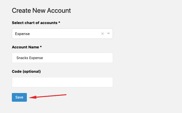 Creating a New Account in the Chart of accounts