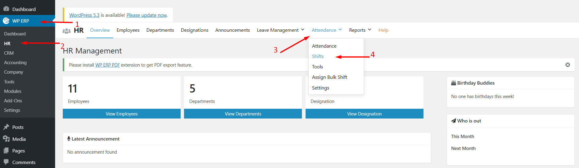 How to install & configure Attendance Plugin for WP ERP