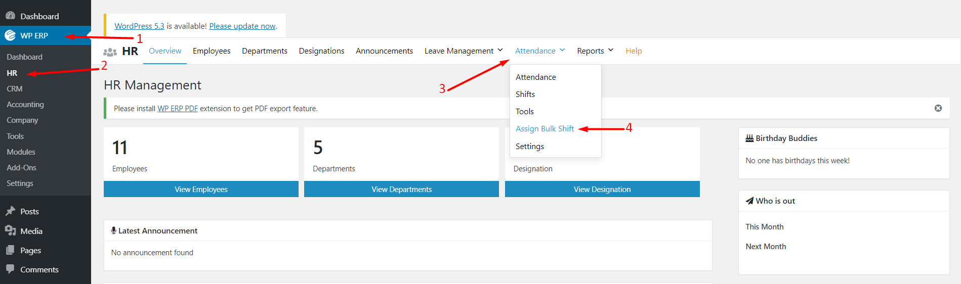 How to install & configure Attendance Plugin for WP ERP