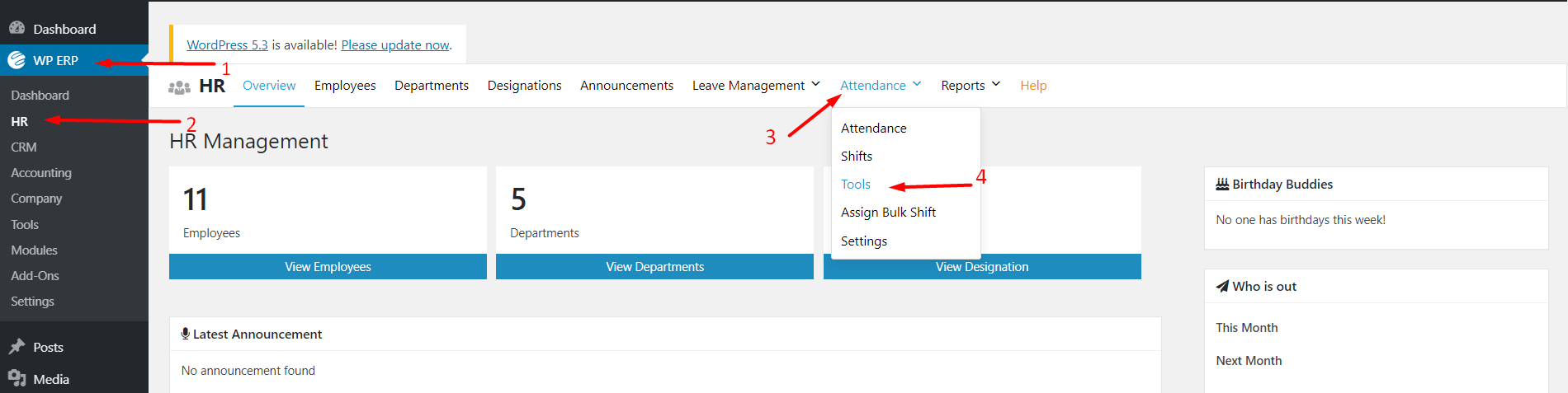 How to install & configure Attendance Plugin for WP ERP