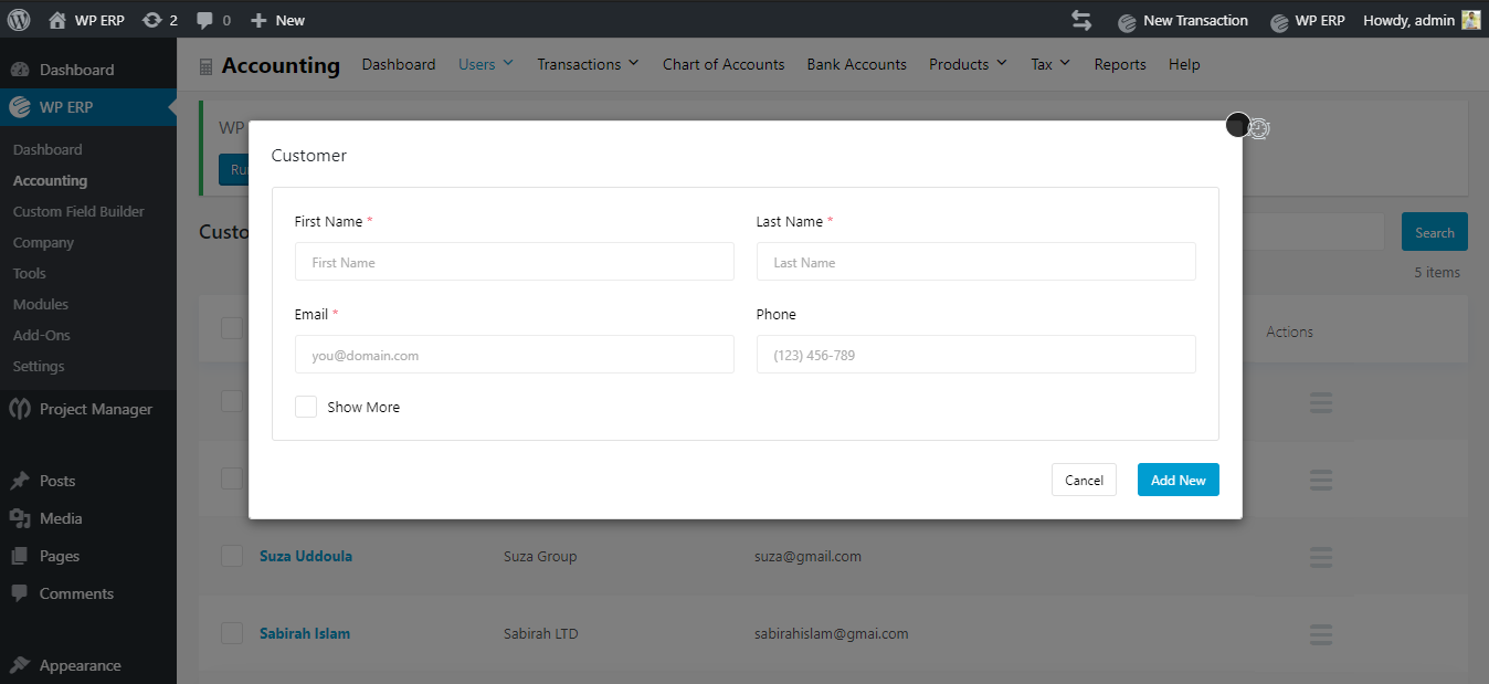 Manage your account with WP ERP Accounting Module | WP ERP