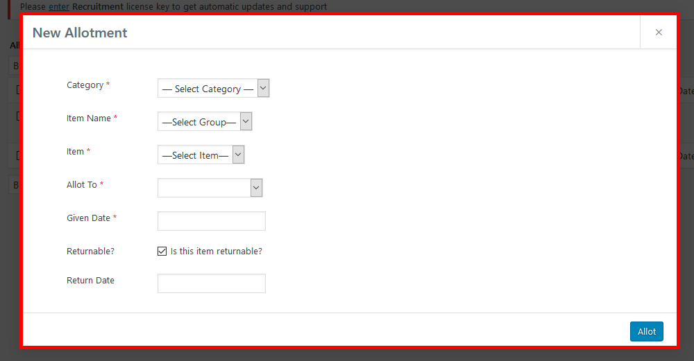 Asset Management Software for managing Company Asset with WP ERP