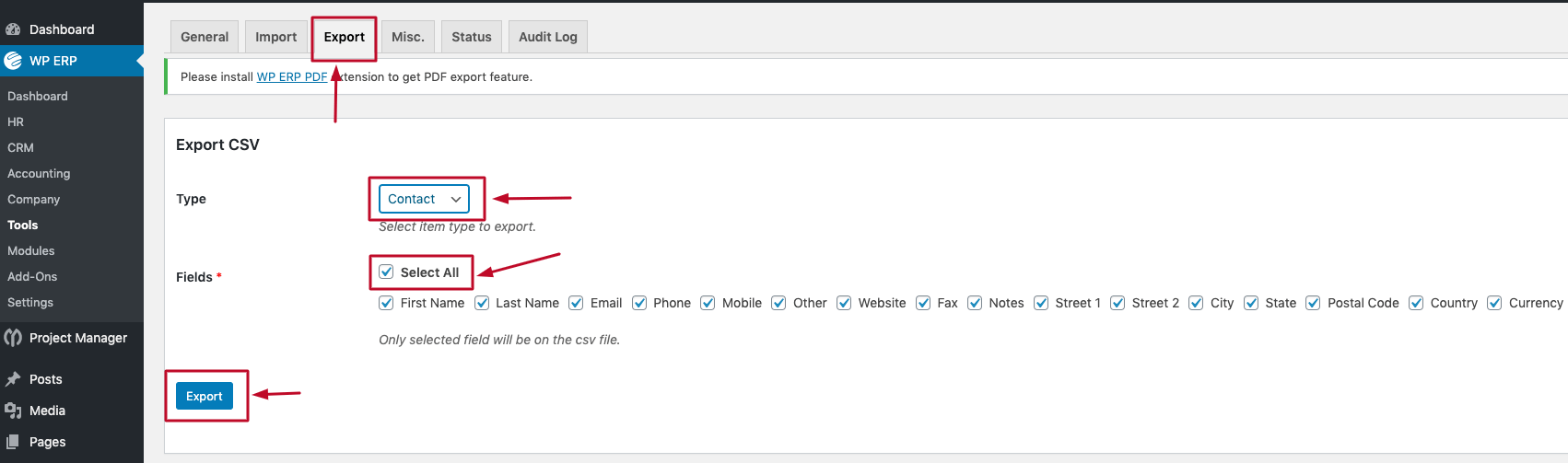How to Import-Export Contacts to and from WordPress ERP