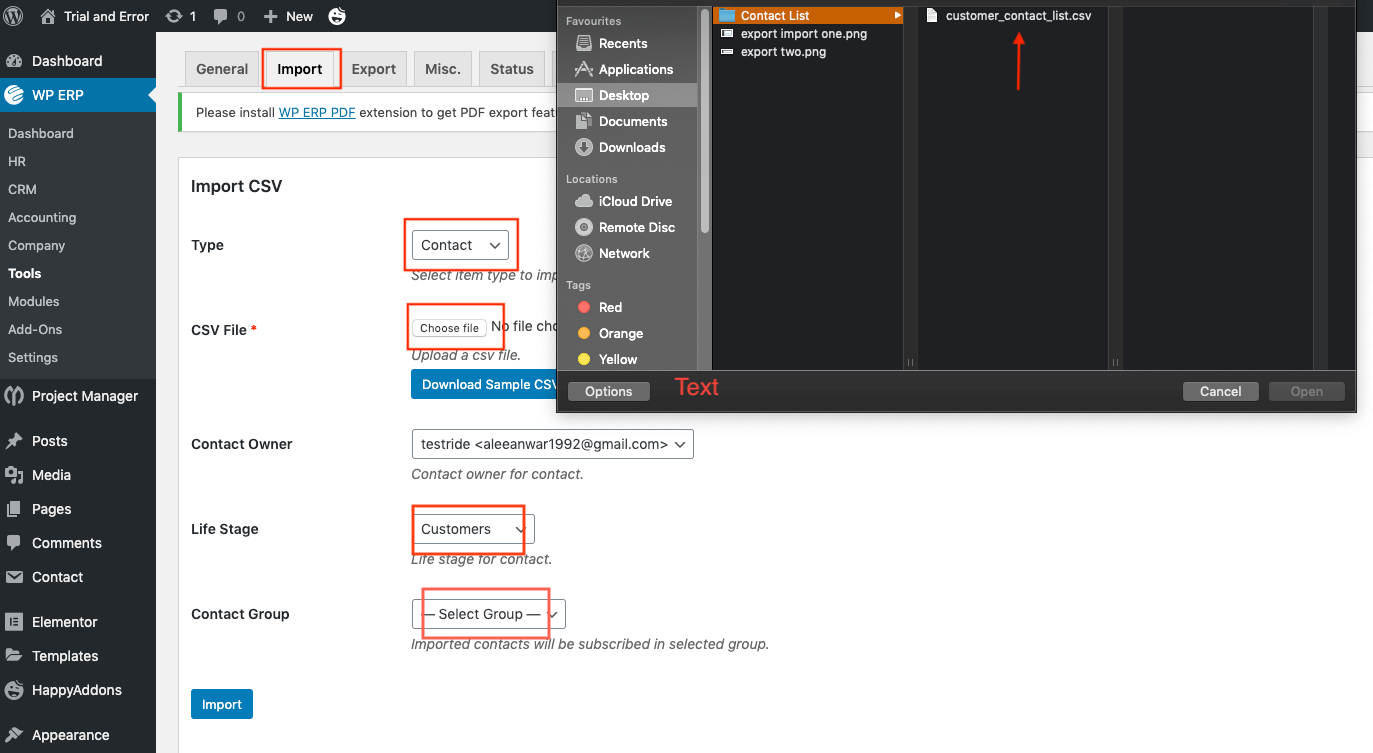 How to Import-Export Contacts to and from WordPress ERP