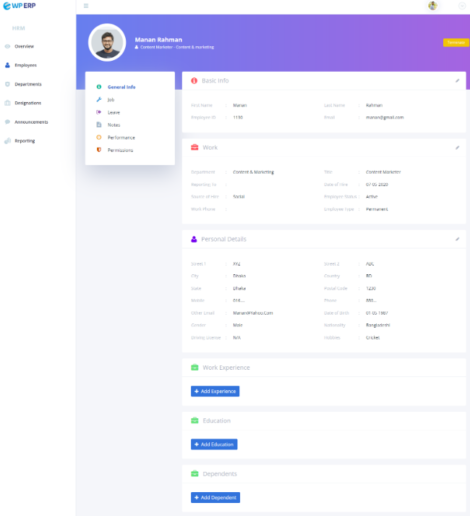 WordPress Employee management with WP ERP HRM | WordPress ERP