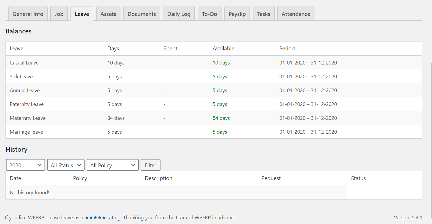 WP ERP Now Has A Much Improved Employee Leave Management System for ...