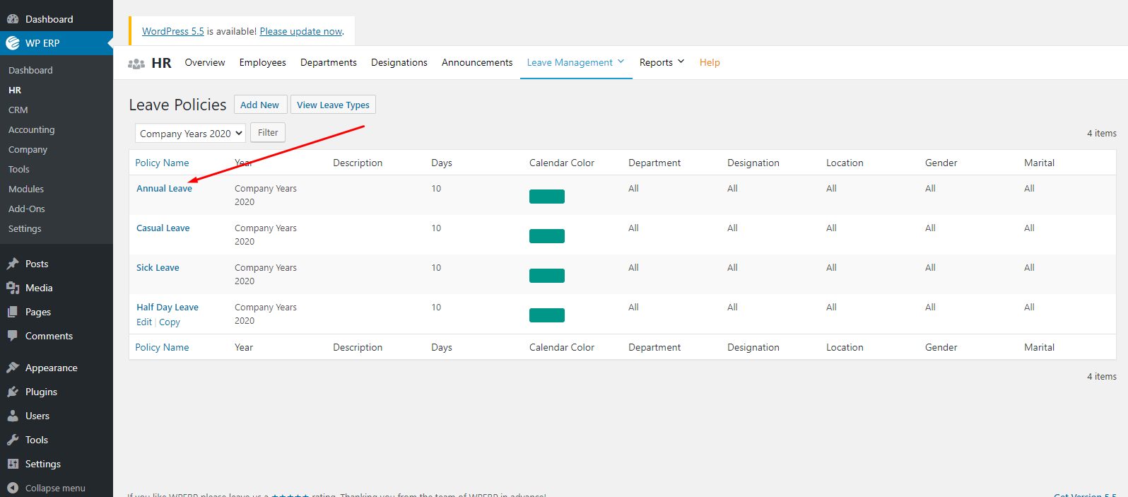 Advanced Leave Management System with ERP Pro - WP ERP