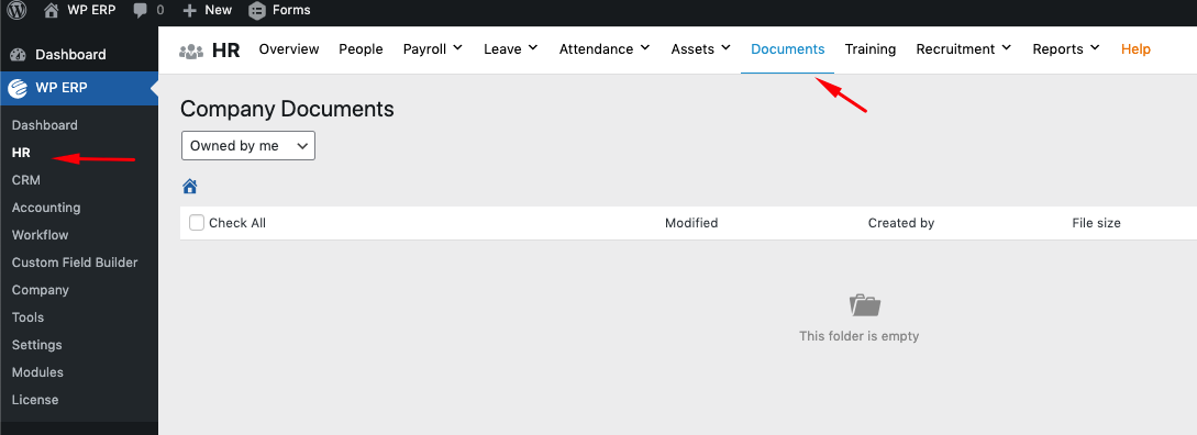 How to install & use WordPress Document Manager Feature for WP ERP