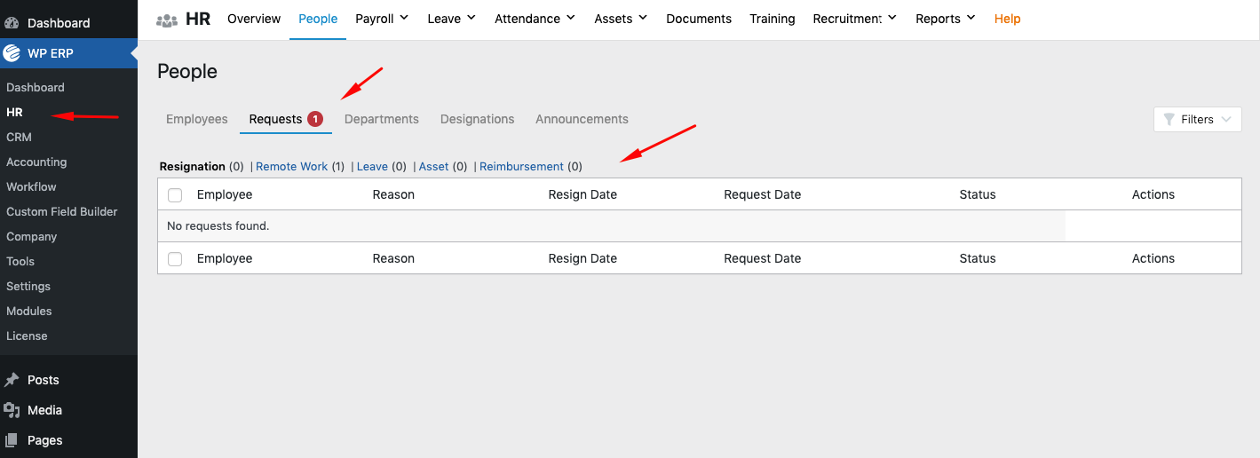 How to use HR Request Feature of WP ERP HRM - WP ERP