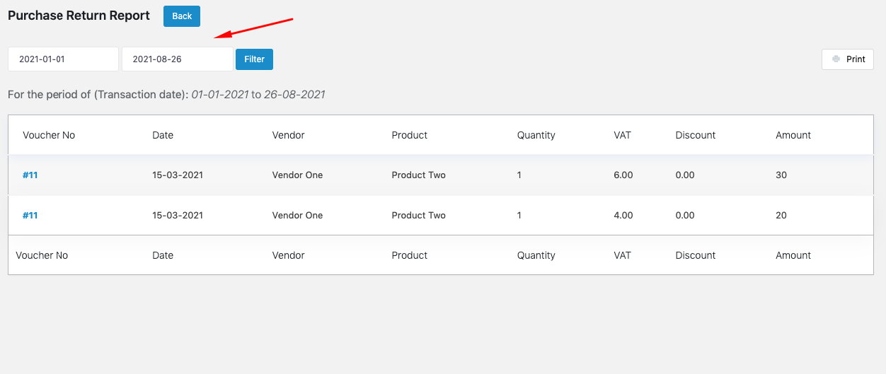 How To Report Purchase Return Report using WP ERP Accounting