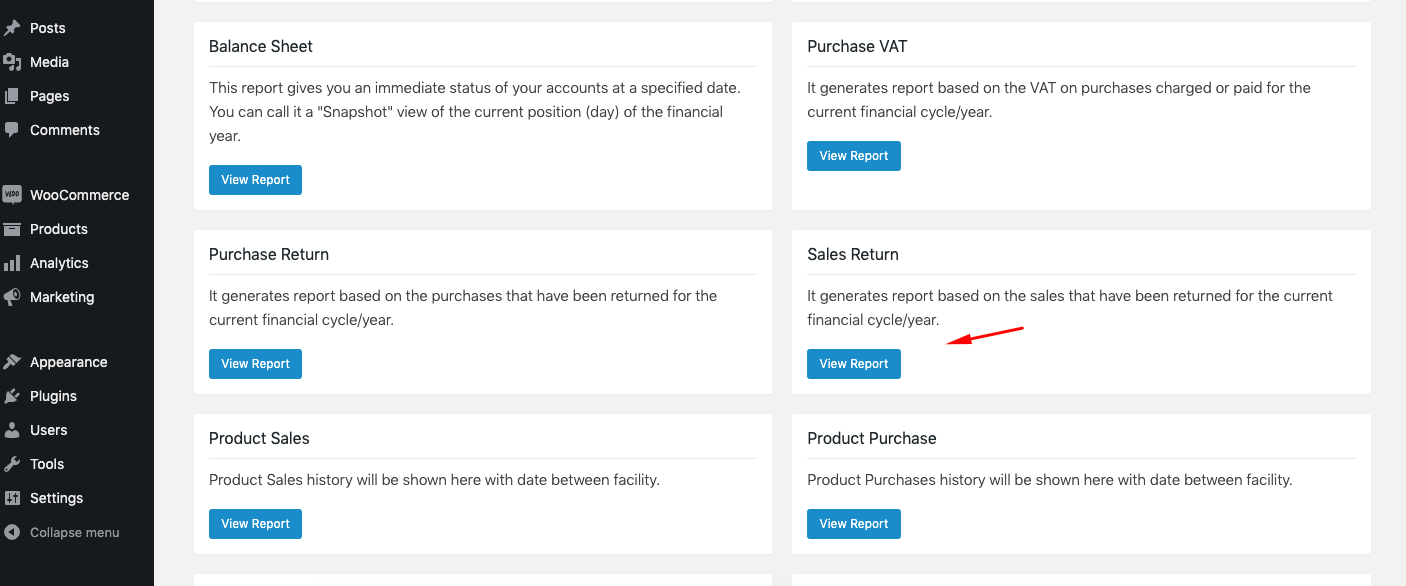 How to use Sales Return Report in WordPress ERP Accounting System