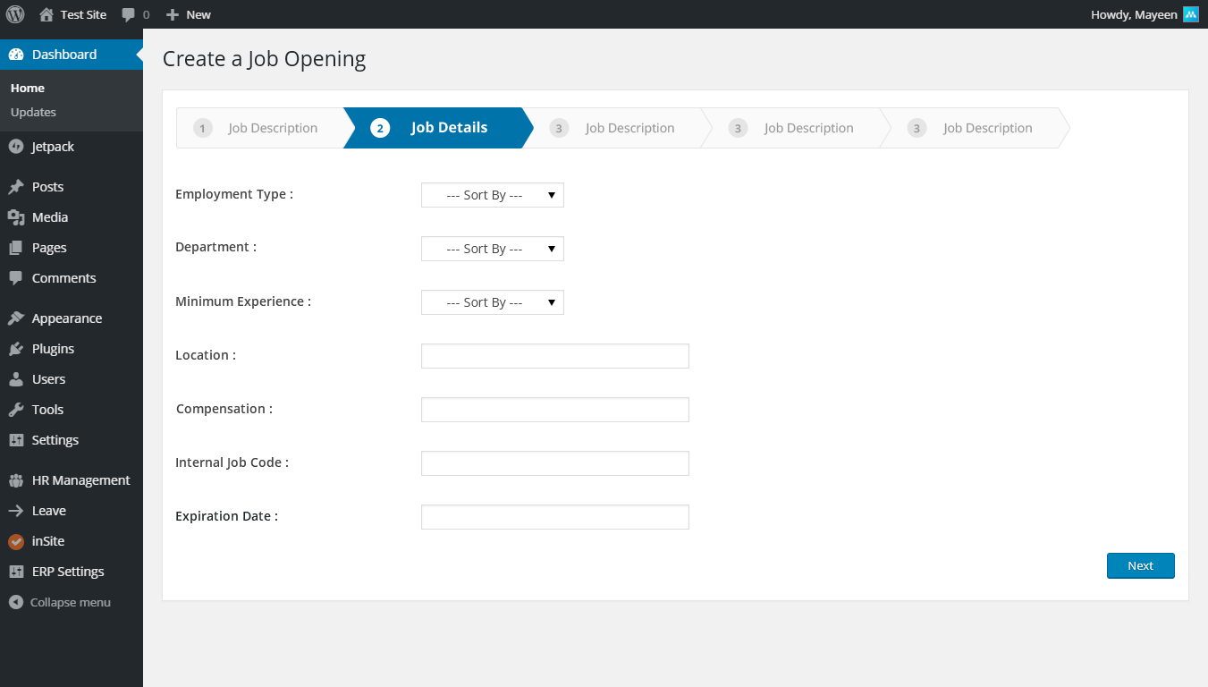 WordPress Recruitment Plugin - WP ERP and HRM Integrated