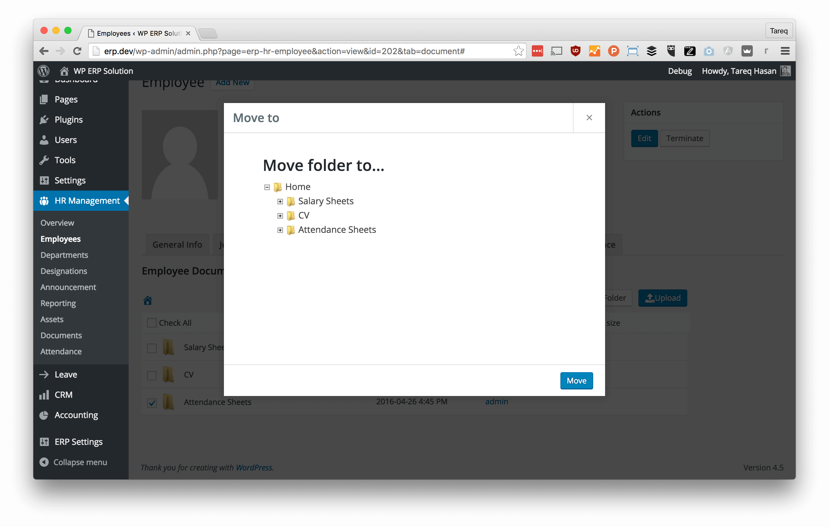 File Management System for HR Admin and Site Administrator